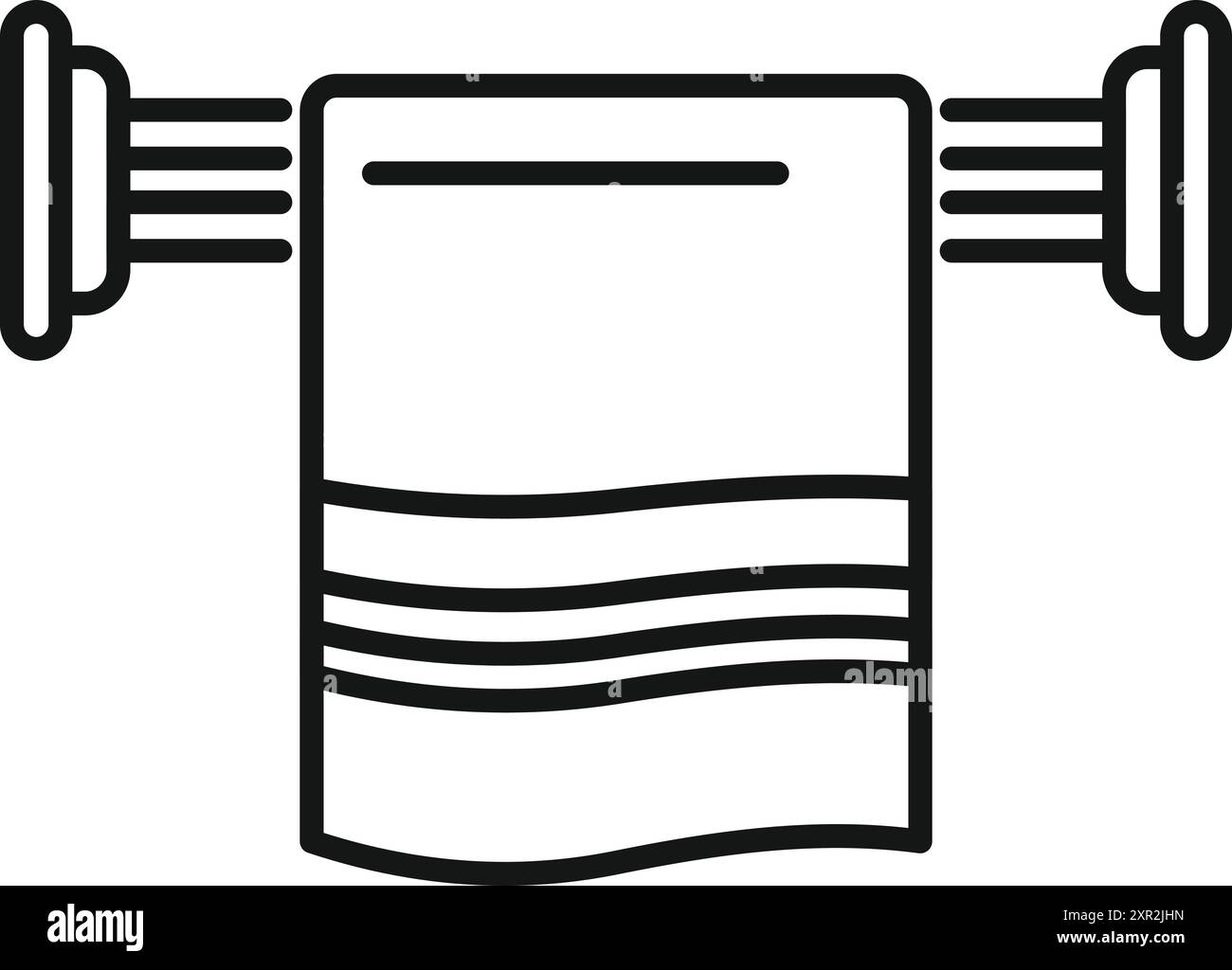 Line drawing of a clean towel hanging on a heated towel rail in a ...