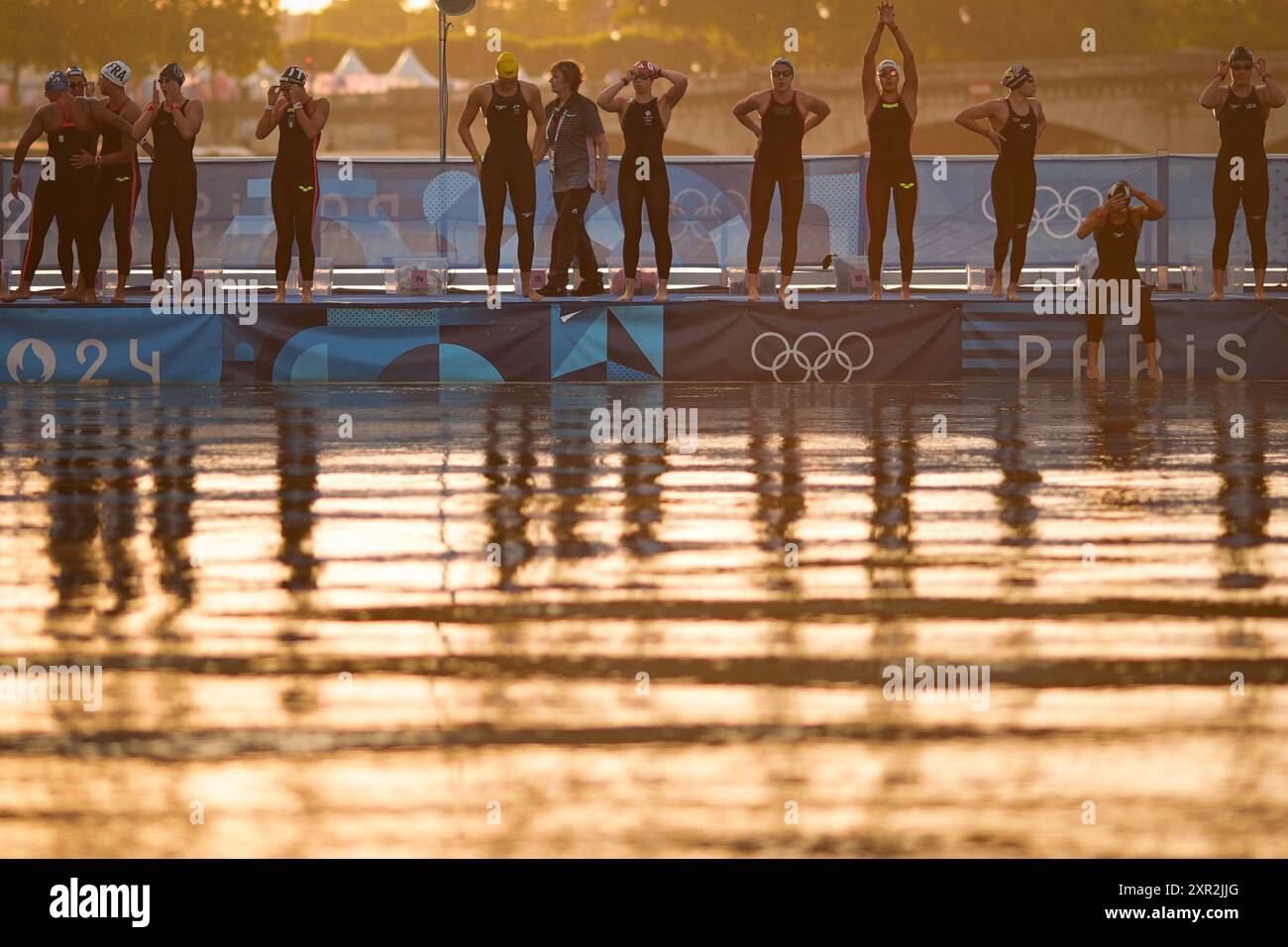 Athletes line up for the start of marathon swimming women's 10km ...