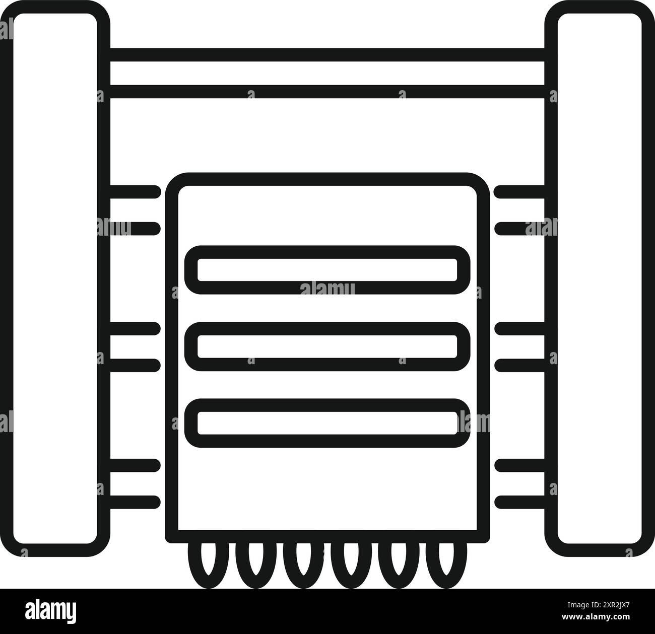Line drawing of industrial machinery operating with a conveyor belt ...