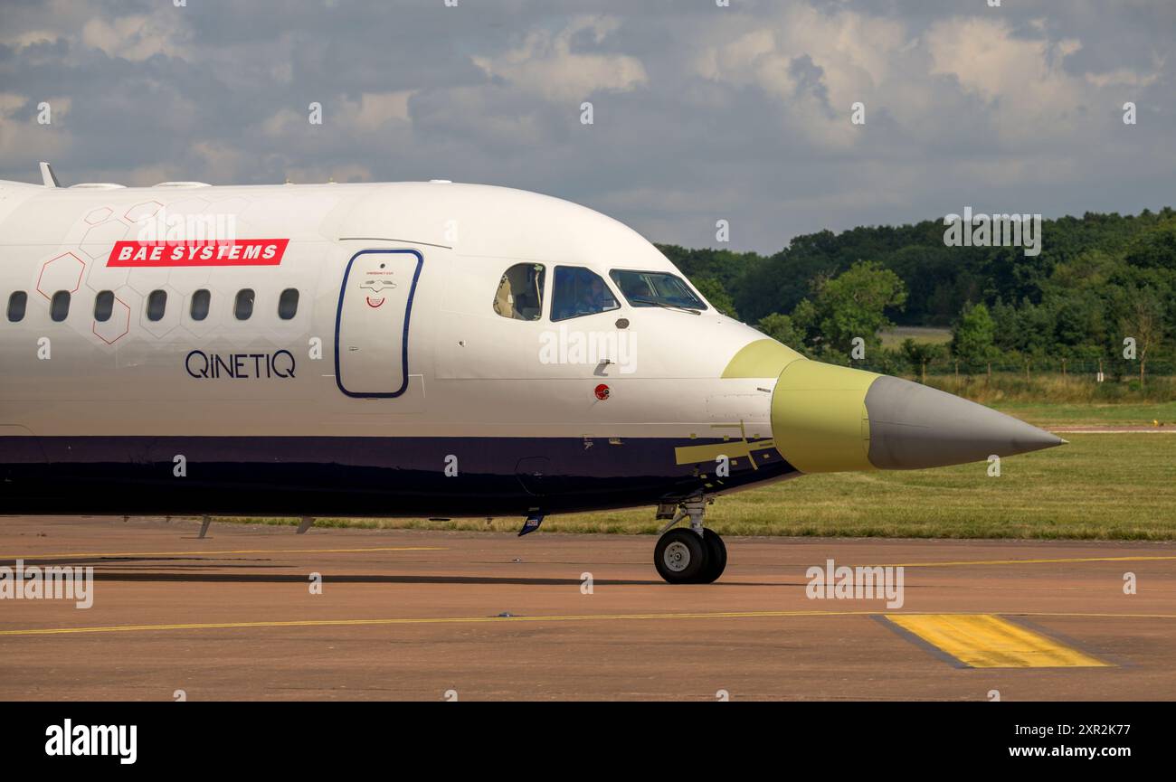 Qinetiq Avro RJ100 on arrival at the Royal International Air Tattoo ...