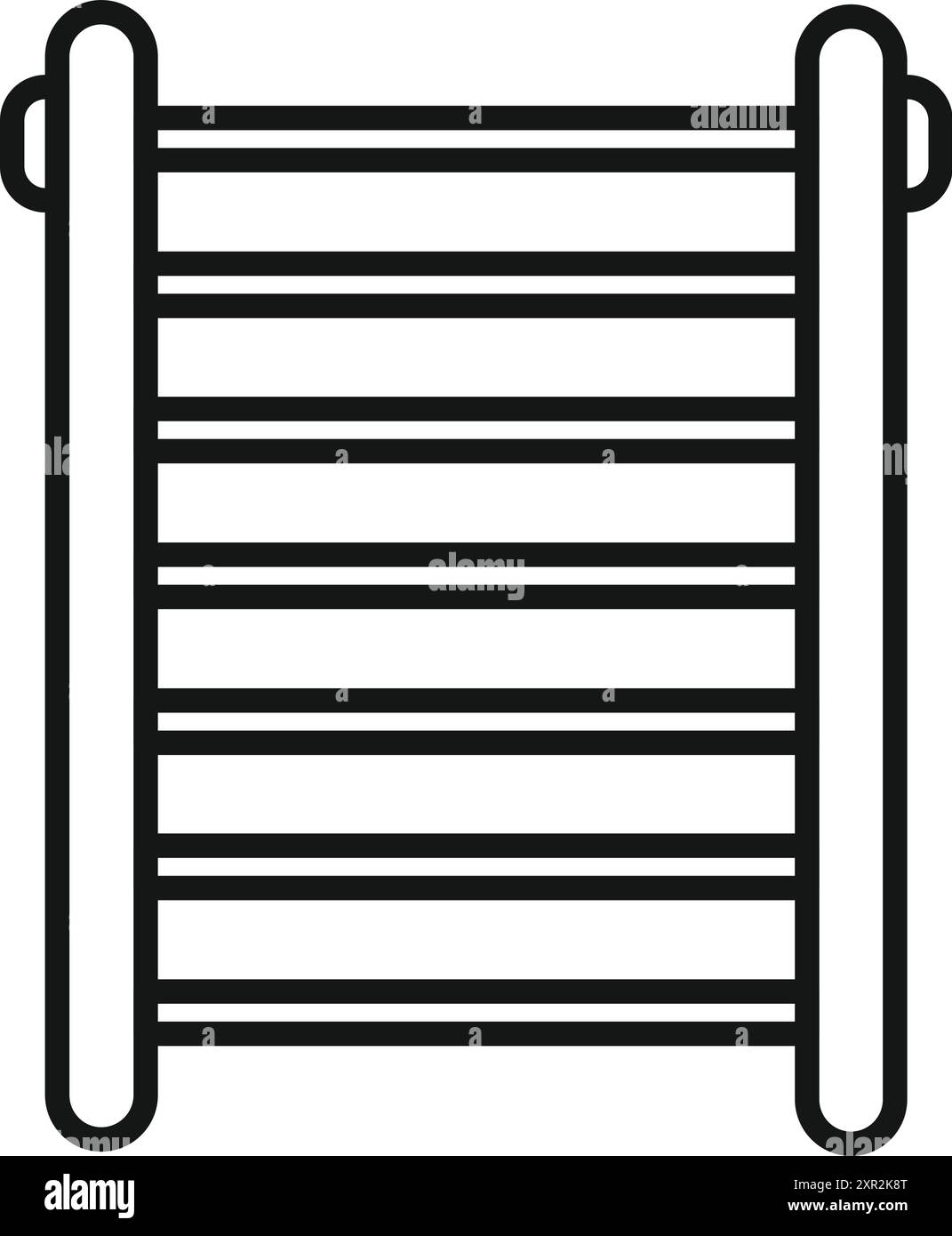 Simple black outline icon of a modern electric heater with horizontal ...