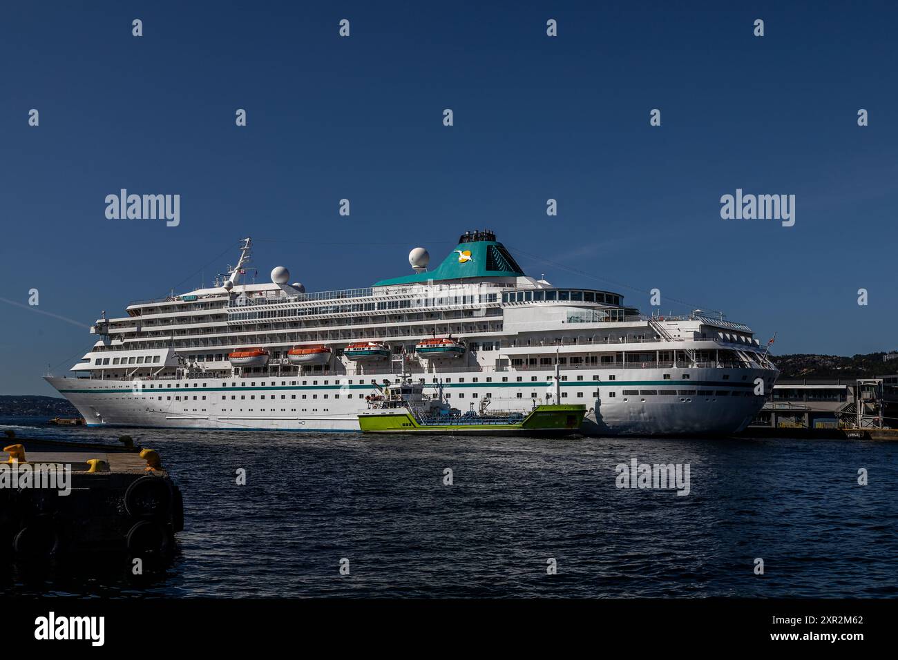 Cruise ship Amera at Skoltegrunnskaien quay in port of Bergen, Norway ...