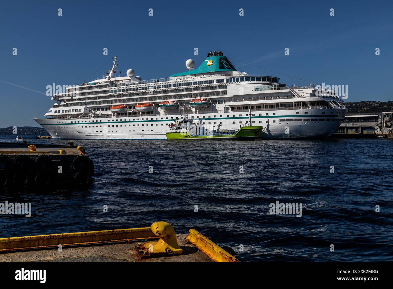 Cruise ship Amera at Skoltegrunnskaien quay in port of Bergen, Norway ...