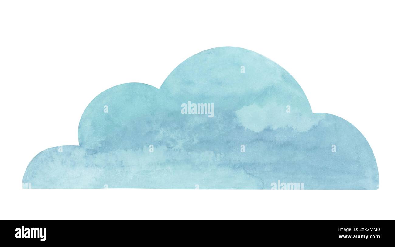 Grey-blue cloud watercolor clipart, Hand drawn atmospheric illustration ...