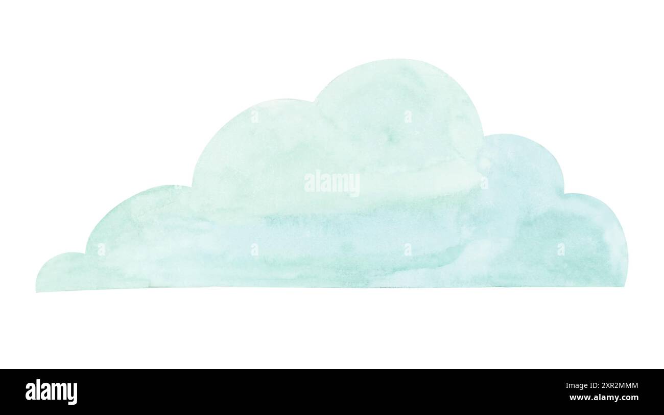 Light blue cloud in watercolor. Pastel colored clipart perfect for ...