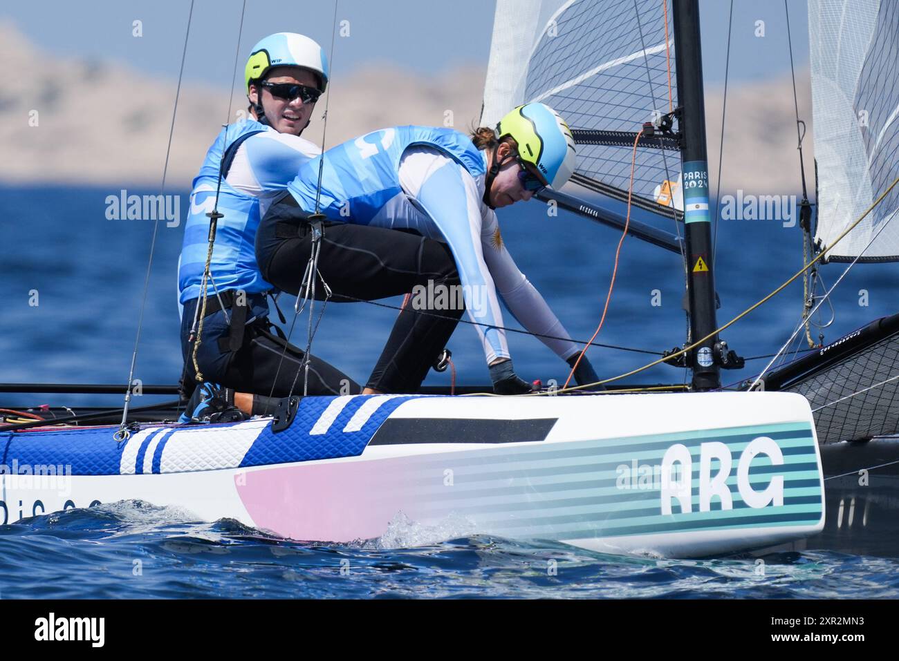Marseille, France. 8th Aug, 2024. Mateo Majdalani (L) and Eugenia Bosco ...