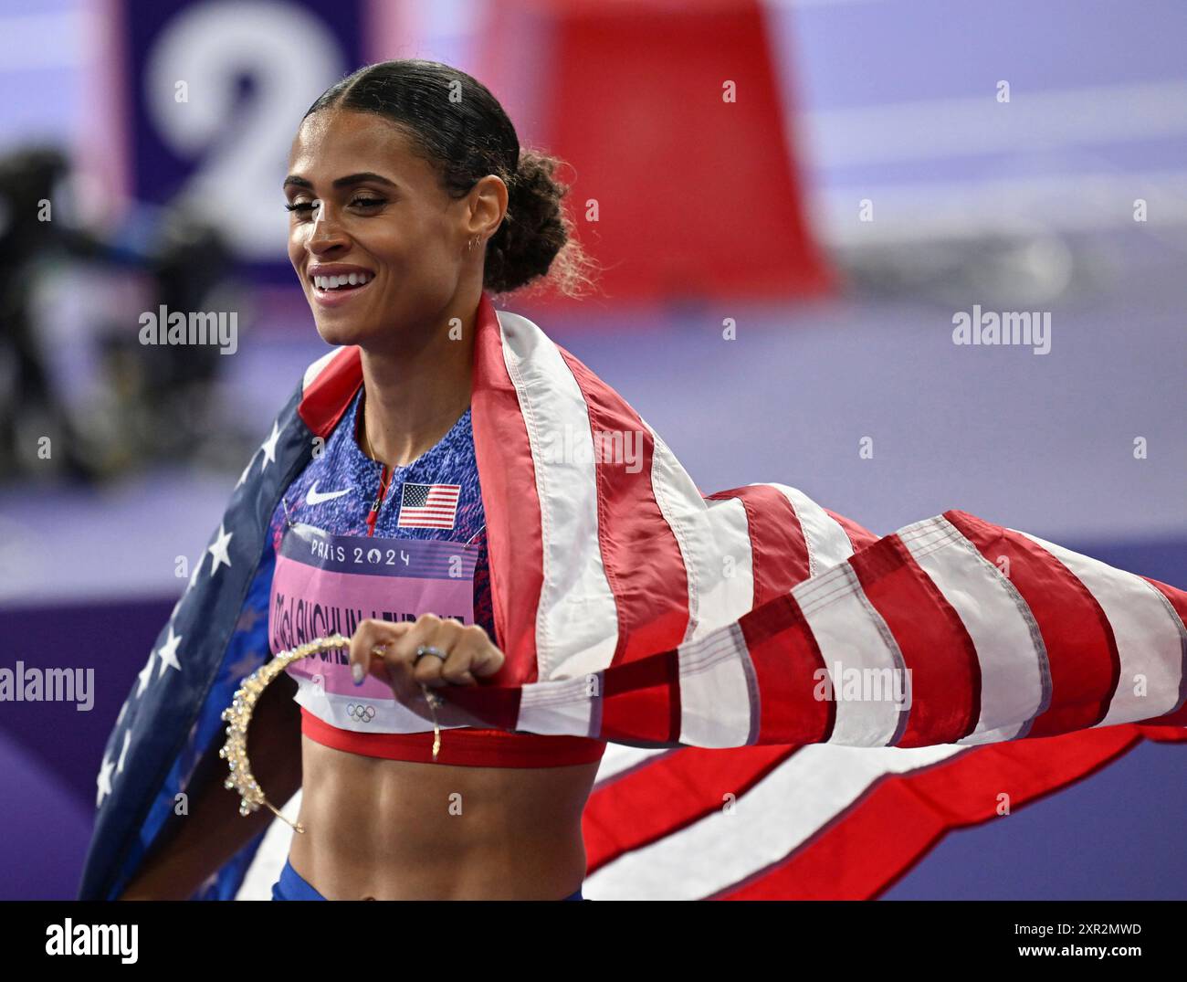 MCLAUGHLIN-LEVRONE Sydney of United States reacts after winning the ...