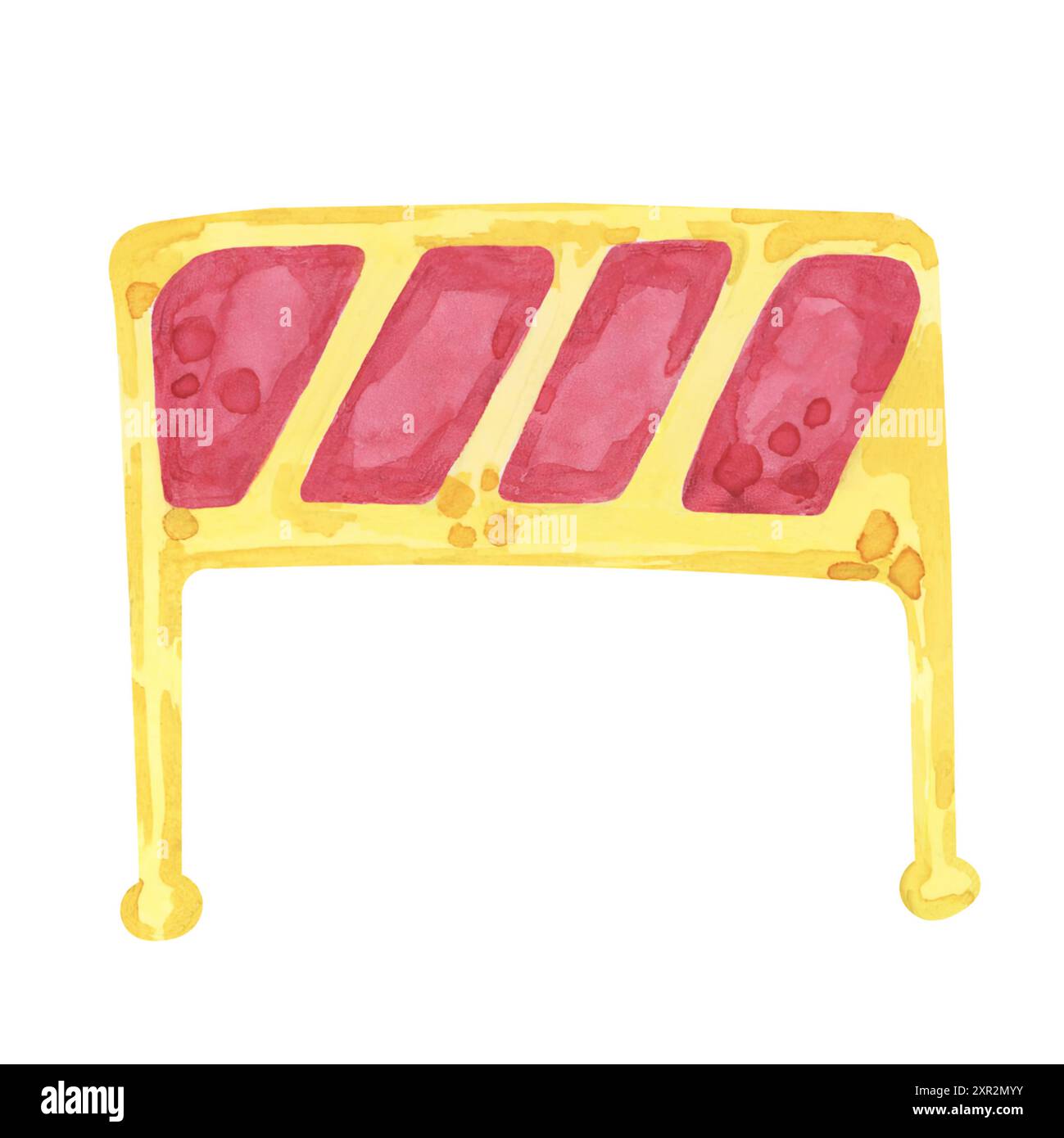 Roadwork barrier sign in cartoon style, featuring red and yellow ...