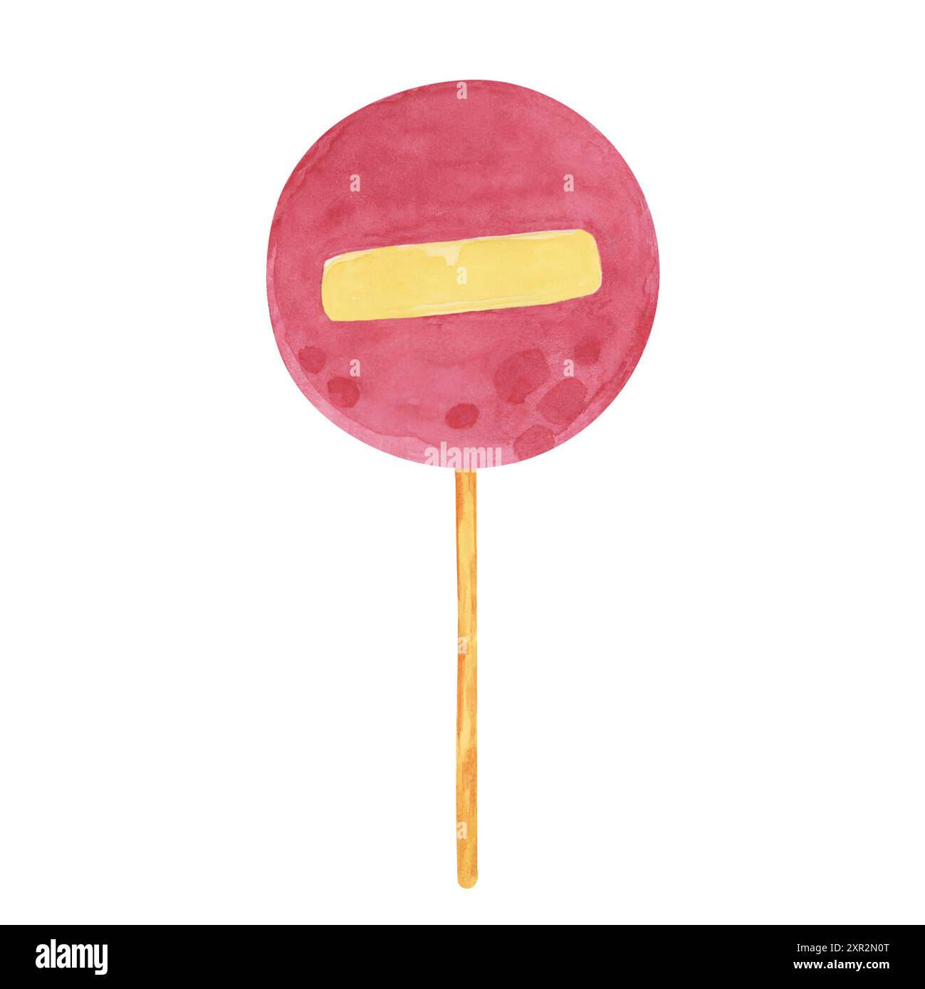 No entry sign in cartoon style, featuring a red circle with a yellow ...