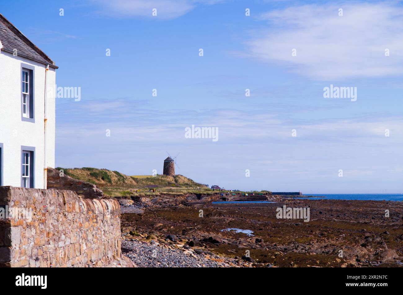 St Monans in Scotland looking towards the windmill and seawater ...