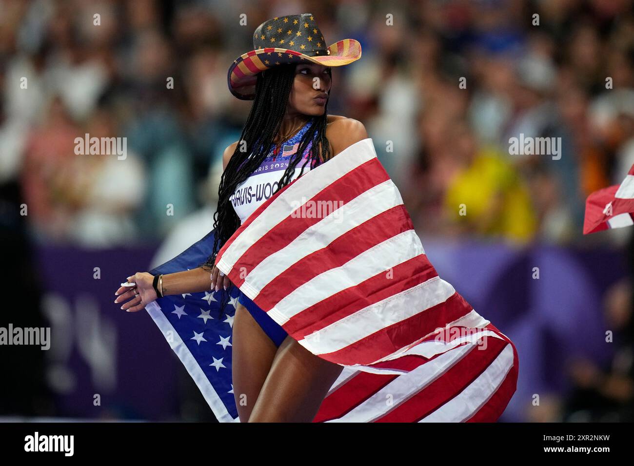 Women's long jump gold medalist, Tara Davis-Woodhall, of the United ...