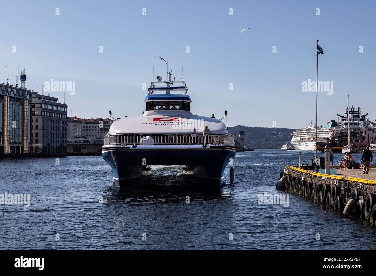 Local high speed passenger catamaran Rygersol arriving in Vaagen, the ...