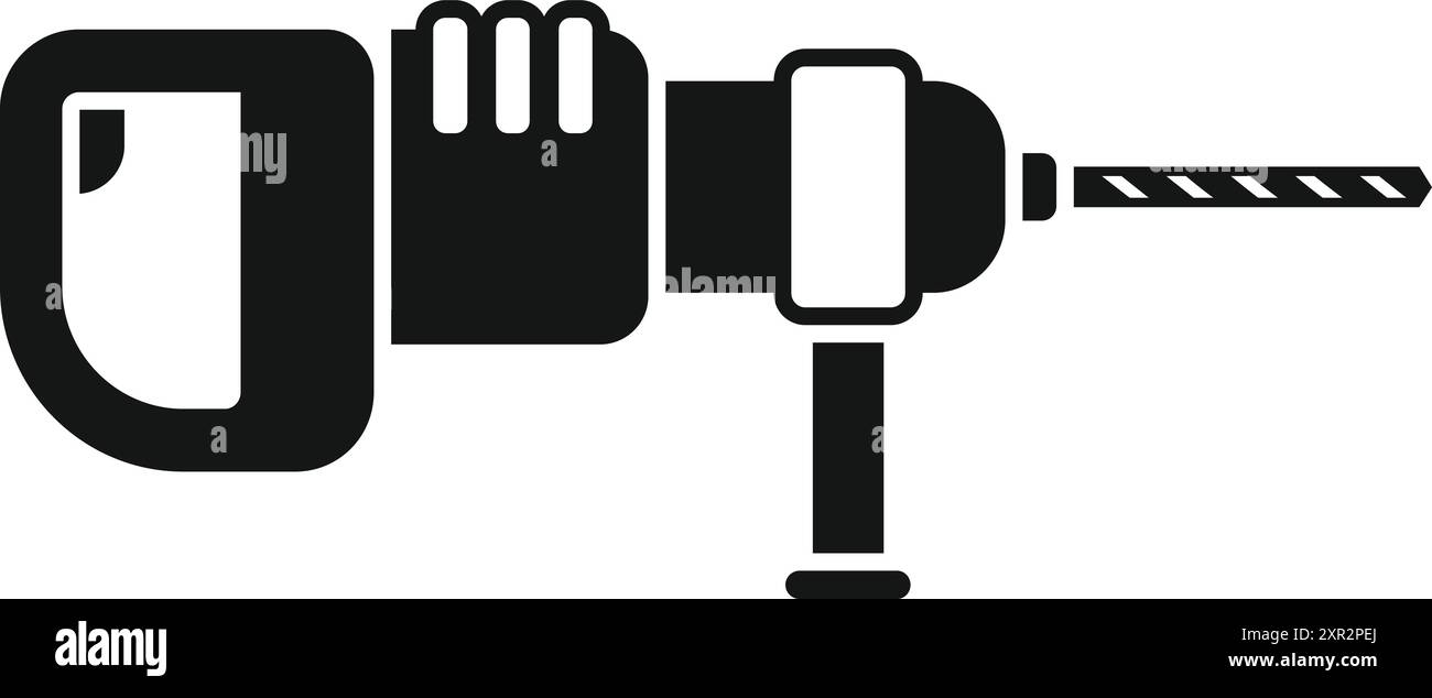 Black silhouette of a rotary hammer drill, a powerful tool commonly ...