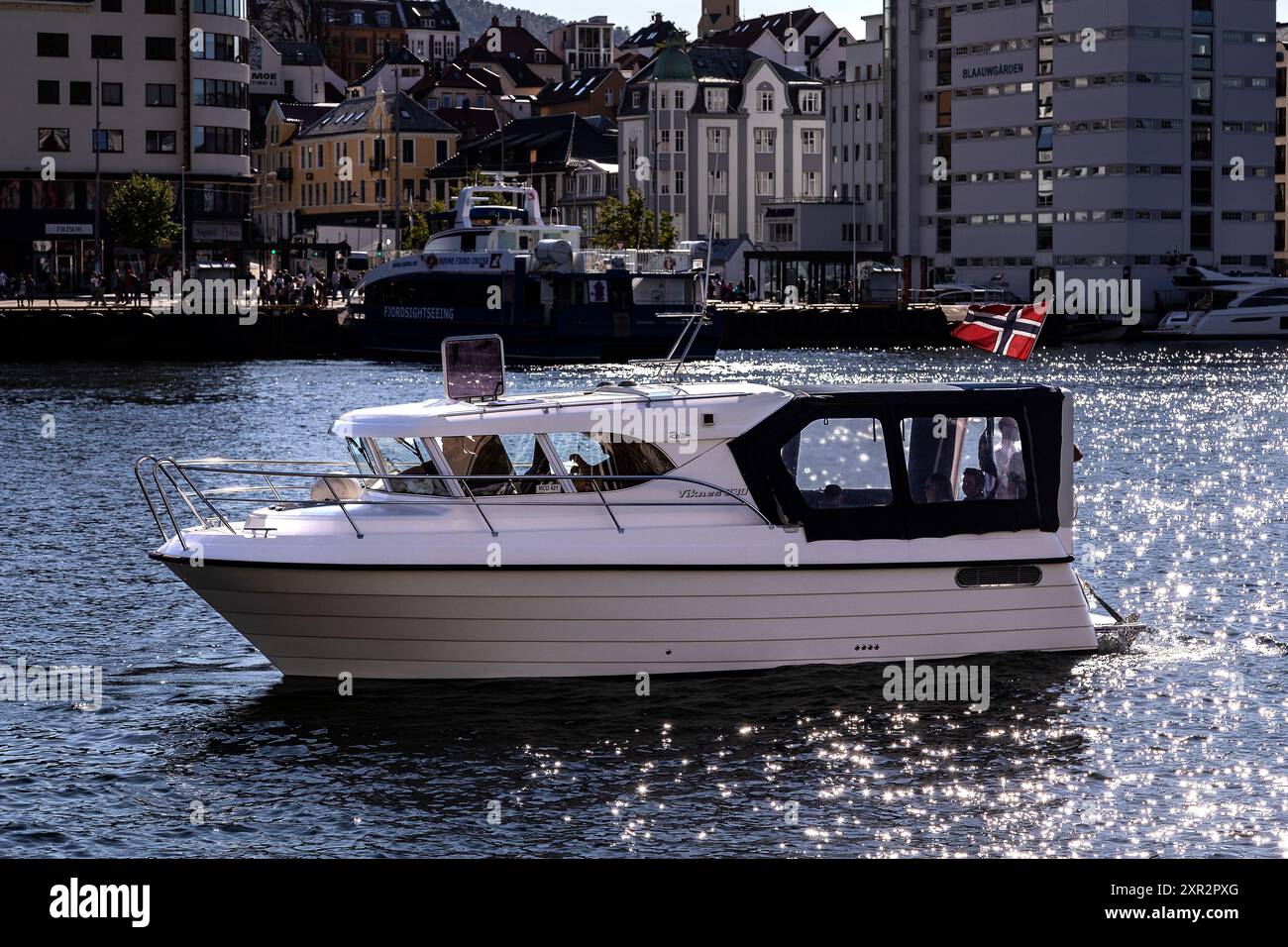 Passenger/ pleasure craft Reitan arriving in the port of Bergen, Norway ...