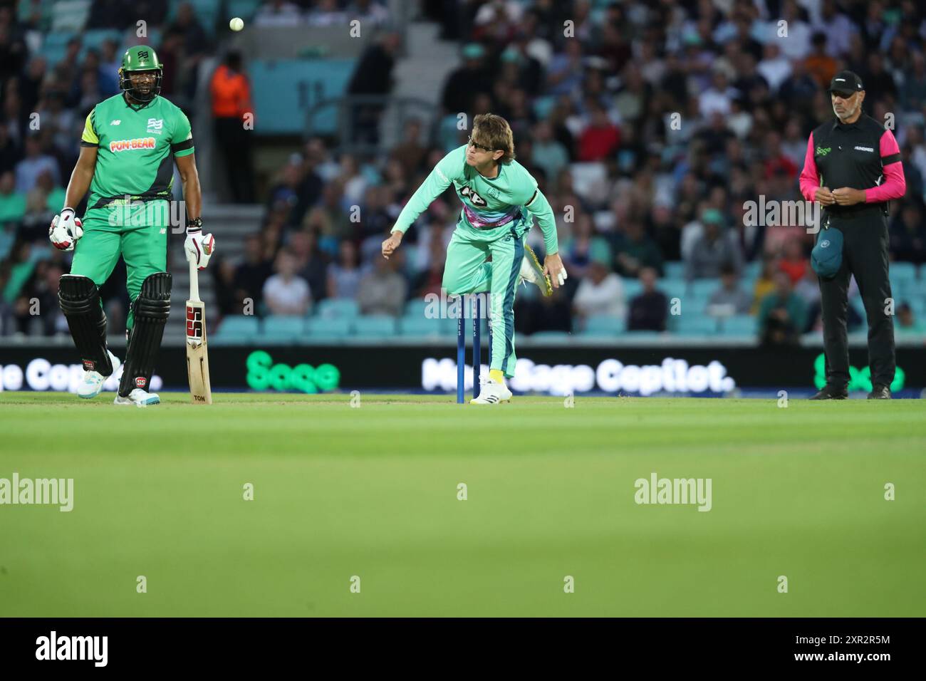 Adam Zampa of Oval Invincibles bowls during the The Hundred match Oval ...