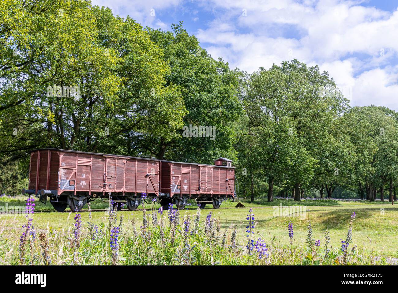 Westerbork, The Netherlands - June 15, 2024: Wagon train to transport ...