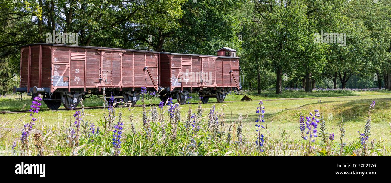 Westerbork, The Netherlands - June 15, 2024: Wagon train to transport ...