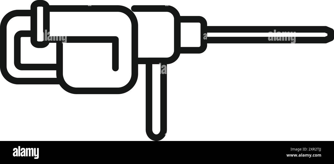 Line drawing of a hammer drill, a powerful tool for construction and ...