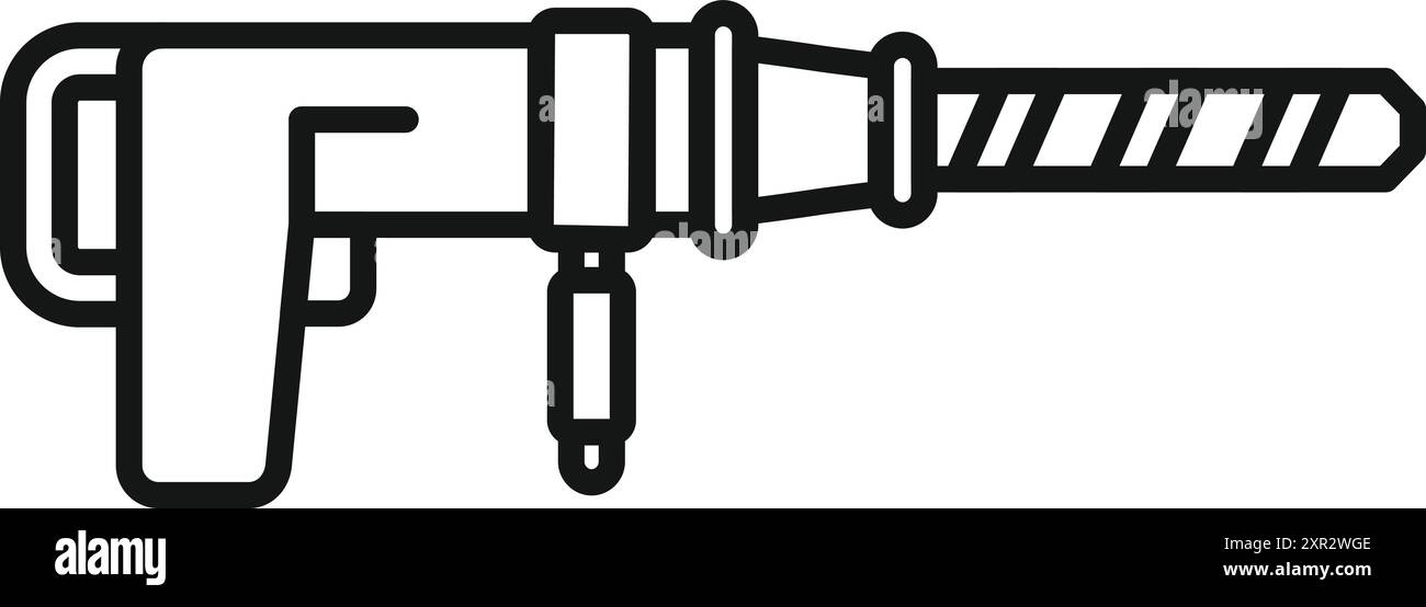 Line drawing of a heavy duty construction jackhammer with a chisel tip ...