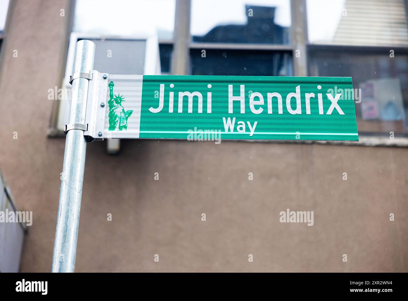 New York, USA. 08th Aug, 2024. Jimi Hendrix Way was unveiled outside of ...