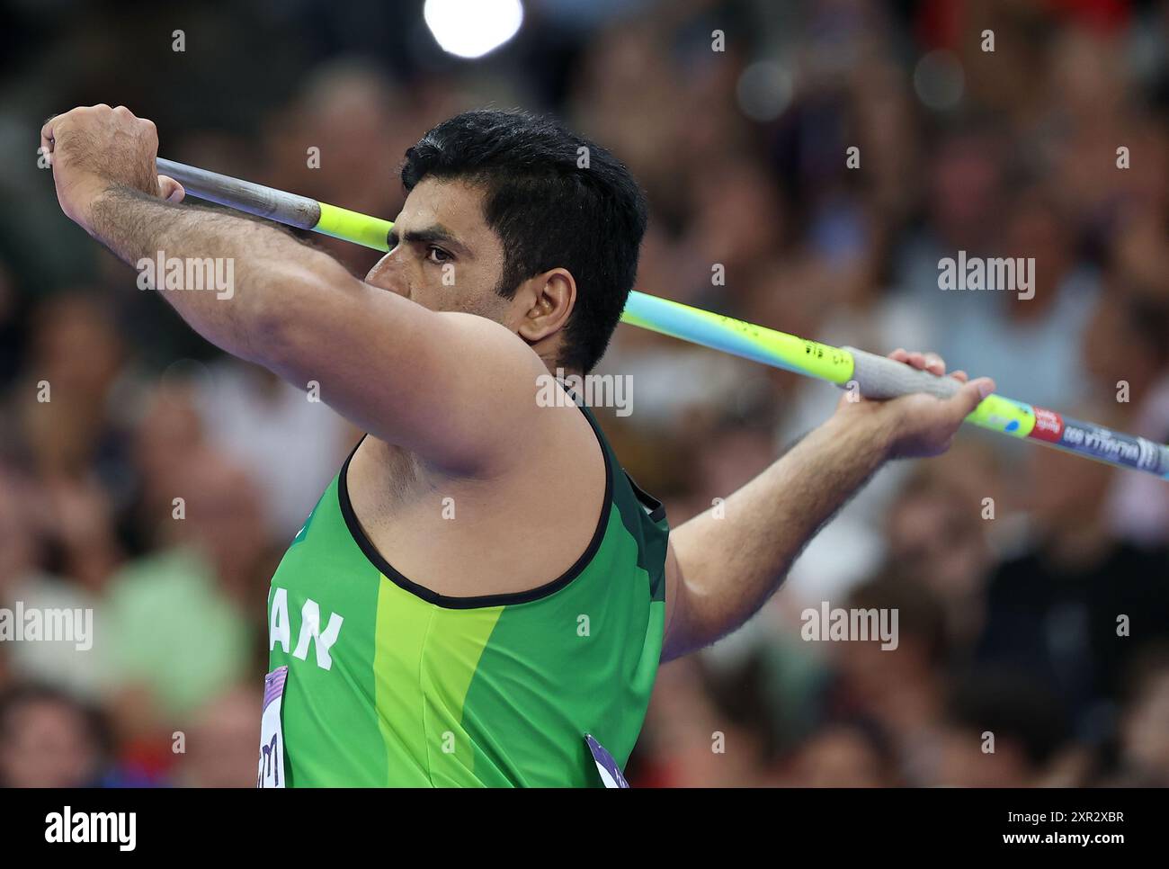 Paris, France. 8th Aug, 2024. Arshad Nadeem of Pakistan competes during ...