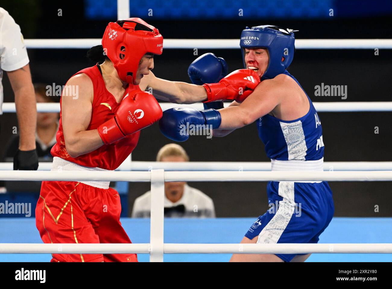 Paris, France. 08th Aug, 2024. Australian boxer Caitlin Parker (right ...