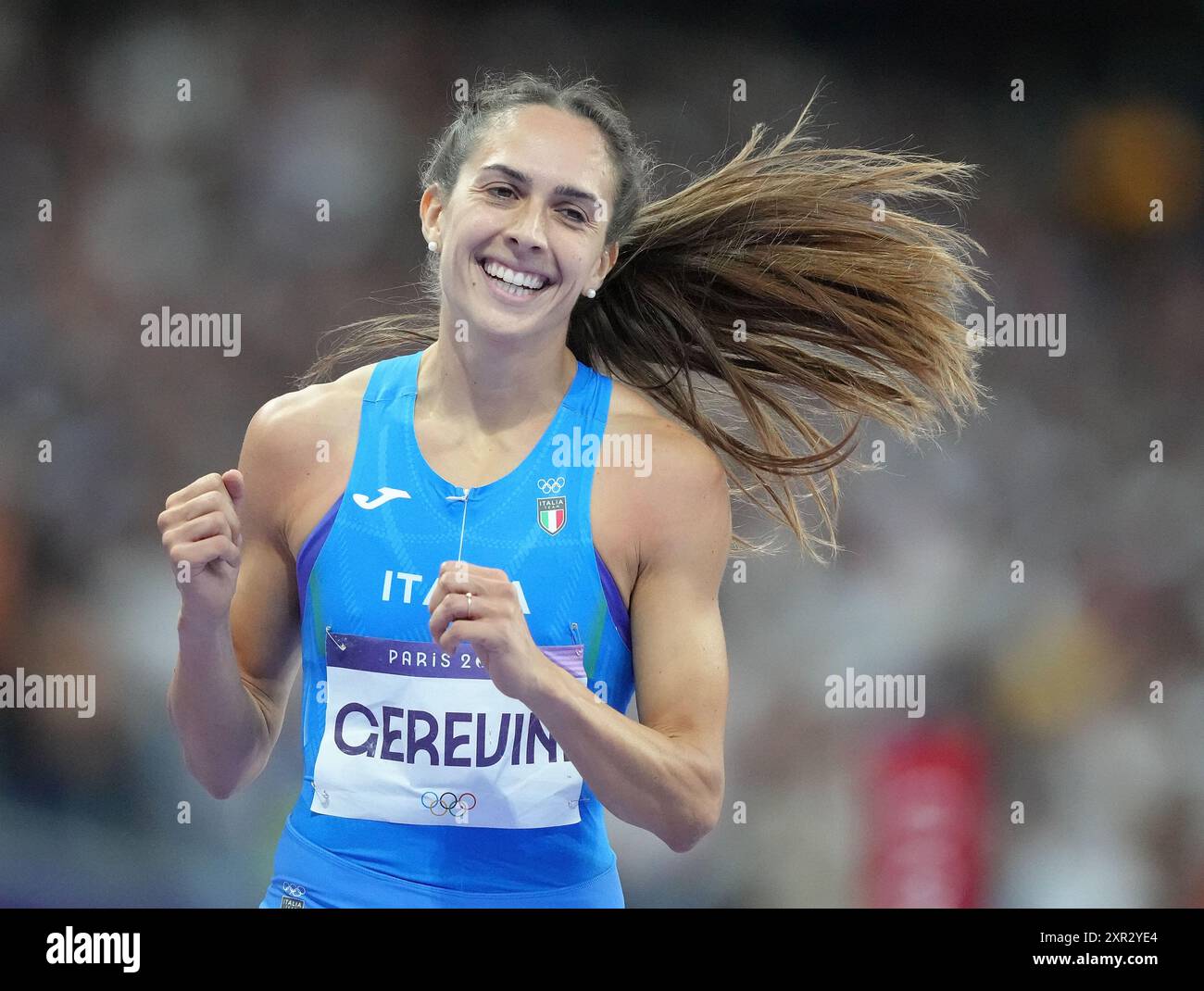 Paris, France. 8th Aug, 2024. Sveva Gerevini of Italy reacts after the ...