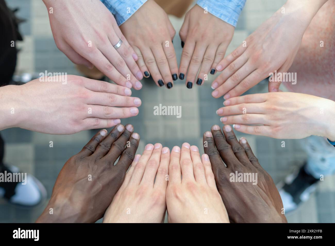 Multiracial human hands making a circle - Group of Diverse Multiethnic ...