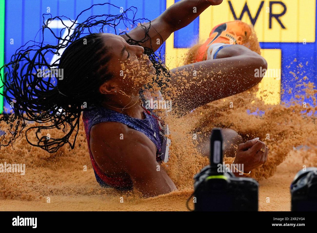 Tara Davis-Woodhall, of the United States, competes in the women's long ...