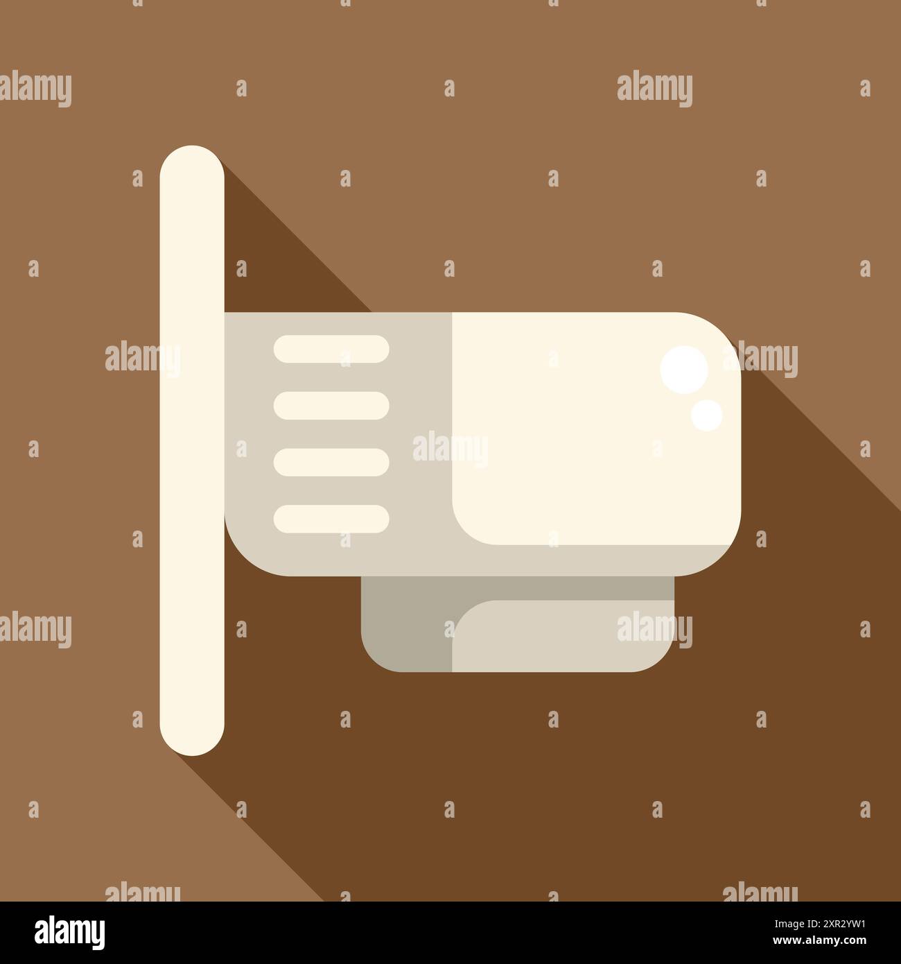 Illustration of a modern electric hand dryer machine mounted on a brown ...