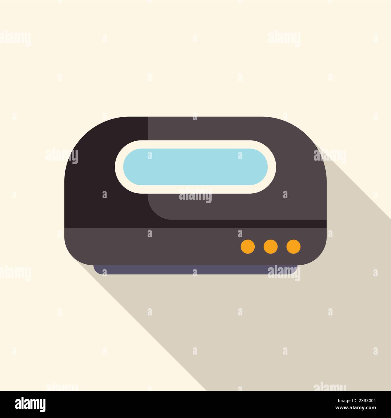 Black router providing secure wireless internet connection, long shadow ...