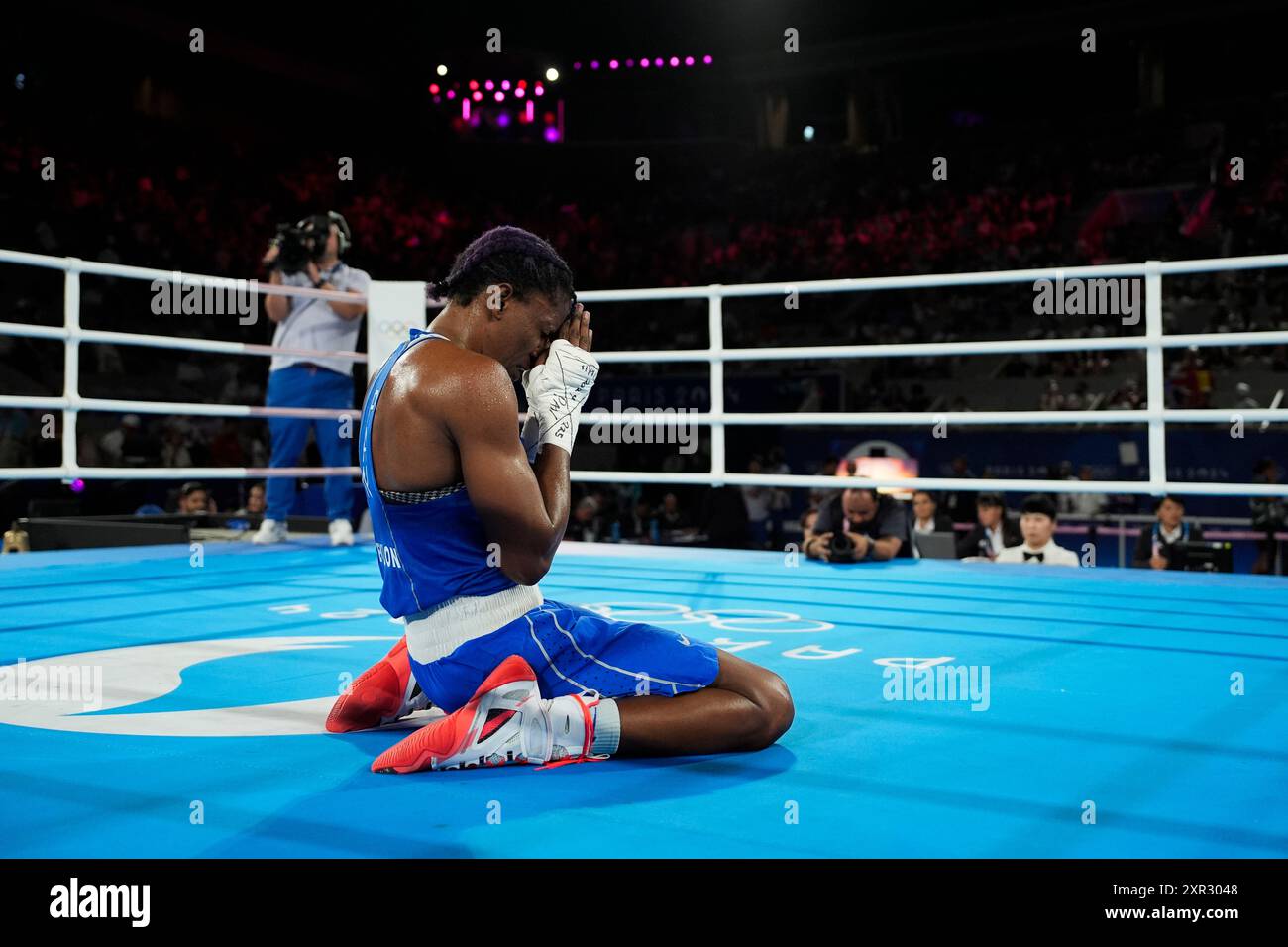 Panama's Atheyna Bylon reacts after defeating Refugee Olympic Team's ...