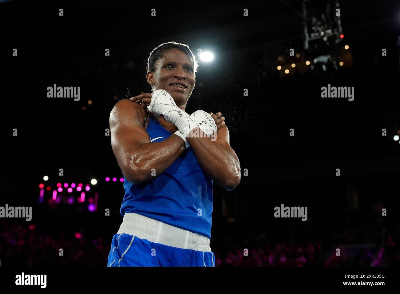 Panama's Atheyna Bylon reacts after defeating Refugee Olympic Team's ...