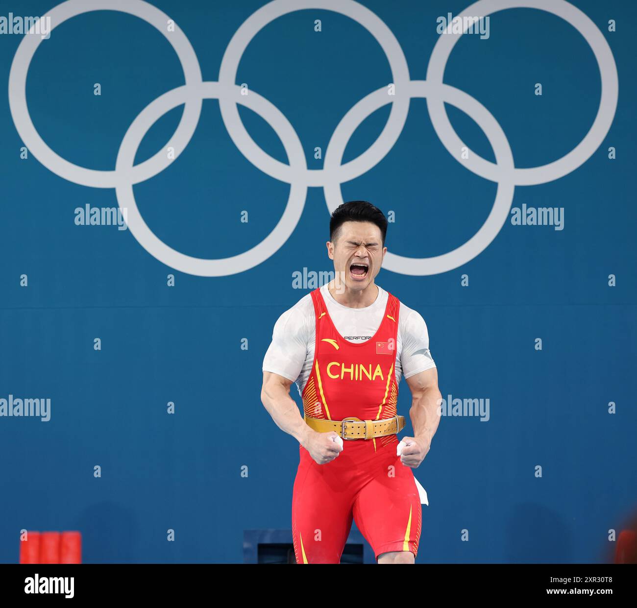 Paris, France. 8th Aug, 2024. Shi Zhiyong of China reacts during the ...