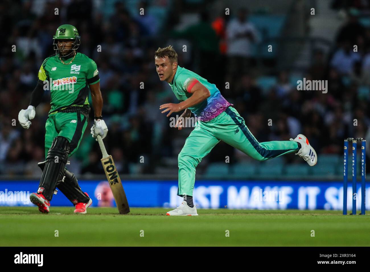 Sam Curran of Oval Invincibles bowls during the The Hundred match Oval ...