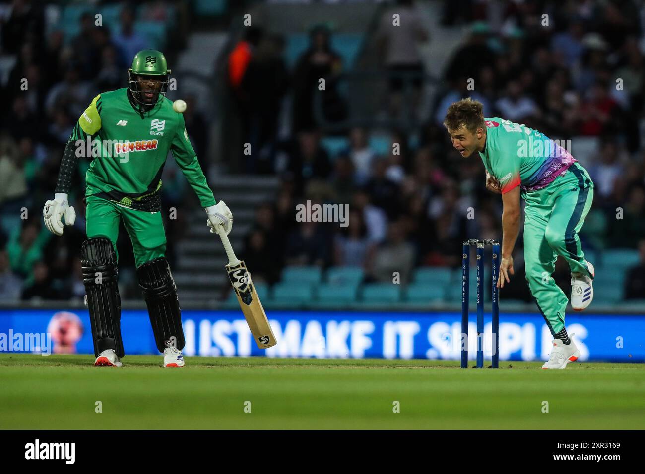 Sam Curran of Oval Invincibles bowls during the The Hundred match Oval ...