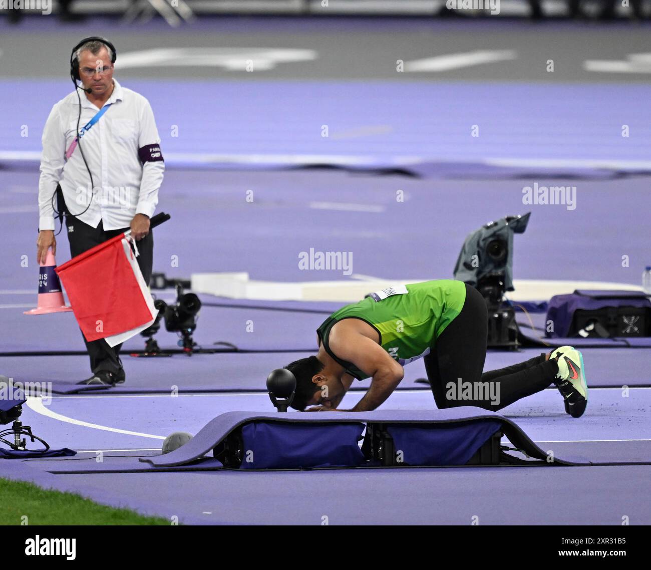 NADEEM Arshad of Pakistan reacts after winning the men's athletics ...