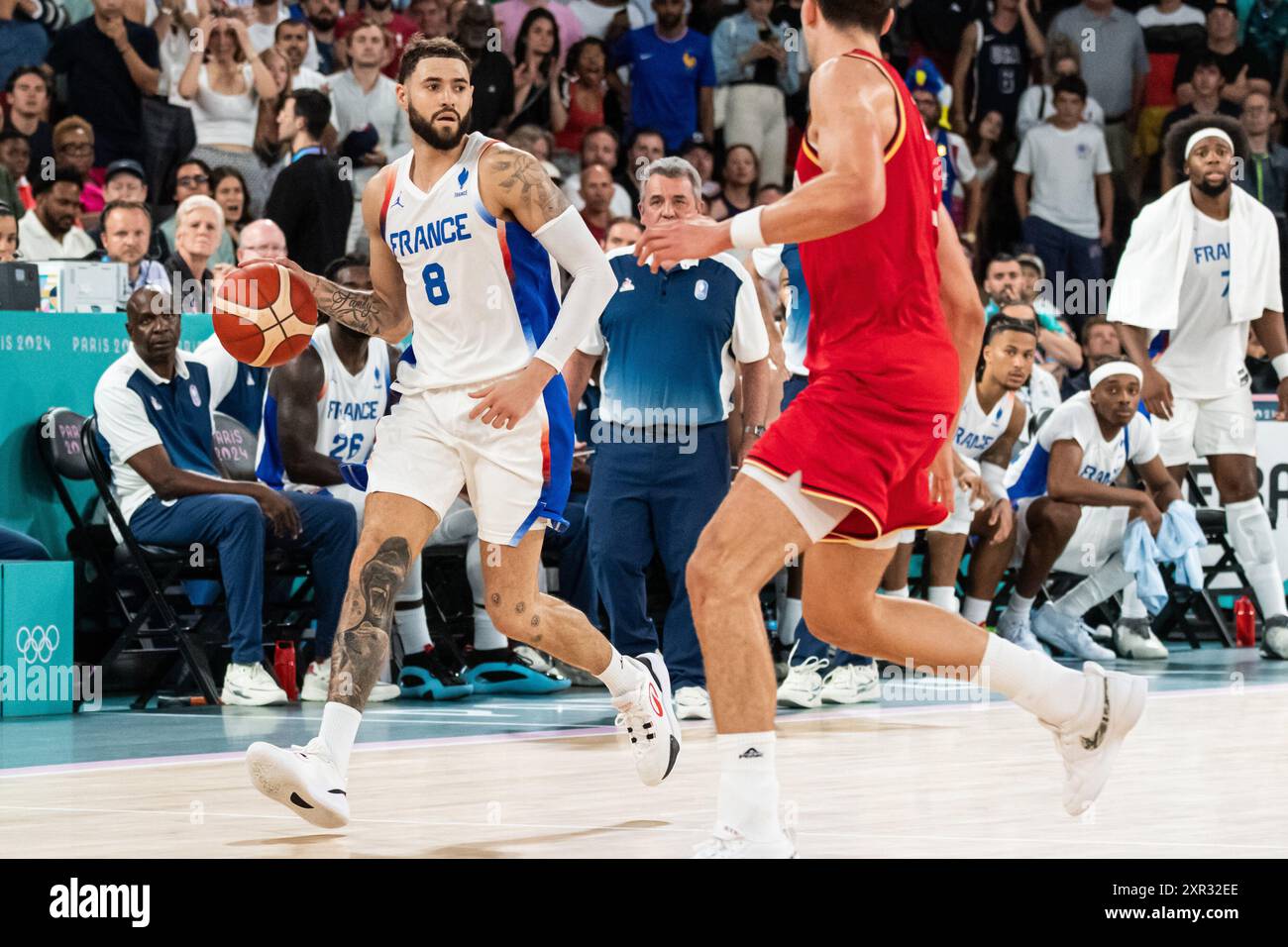 Isaia Cordinier ( 8 - France), Basketball, Men's Semifinal during the ...