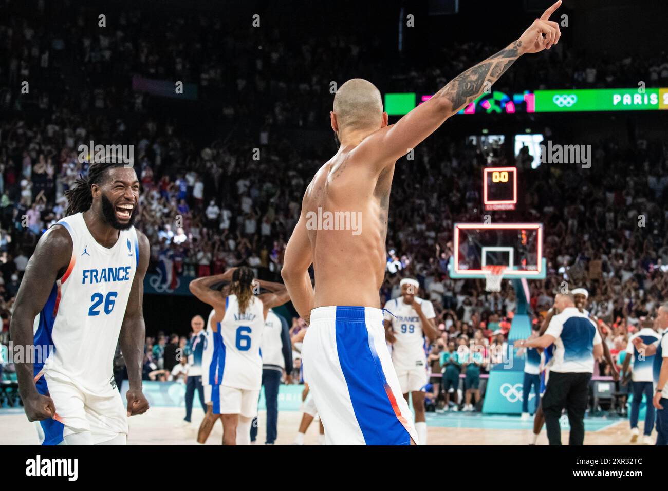 Evan Fournier ( 10 - France) and Mathias Lessort ( 26 - France ...
