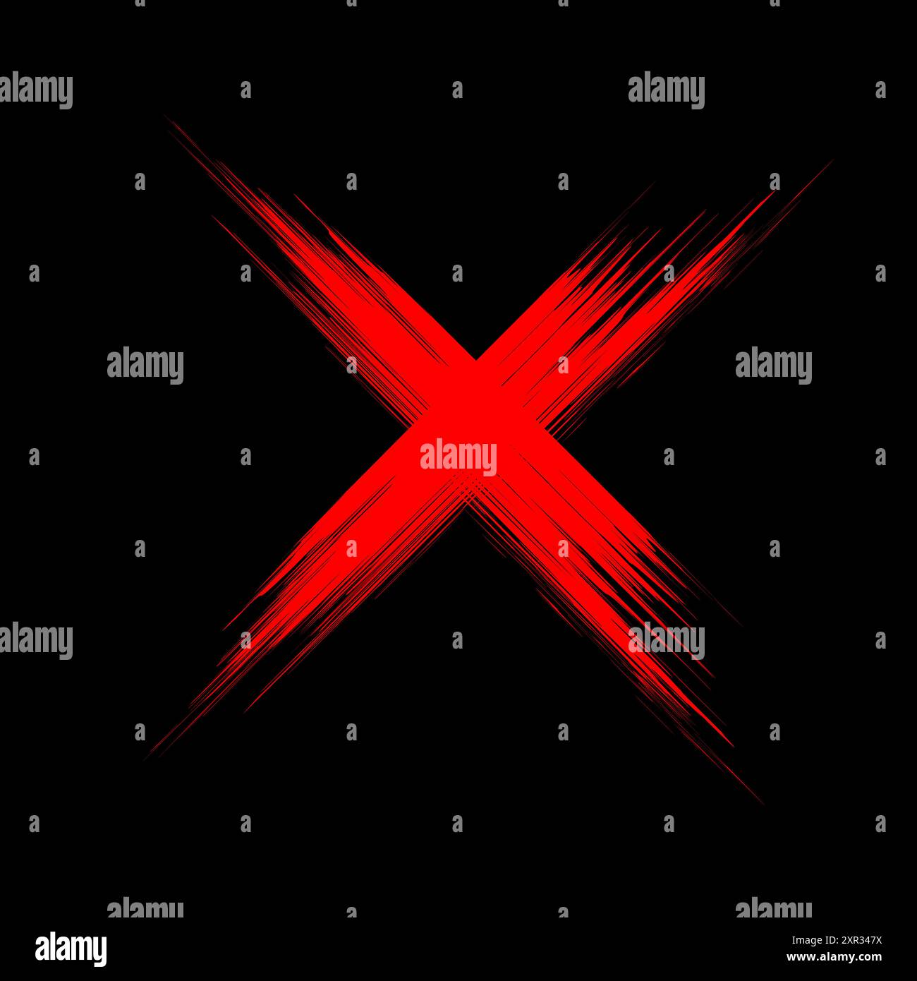 Red X brushstroke. Black background. Abstract Vector symbol. Bold color ...