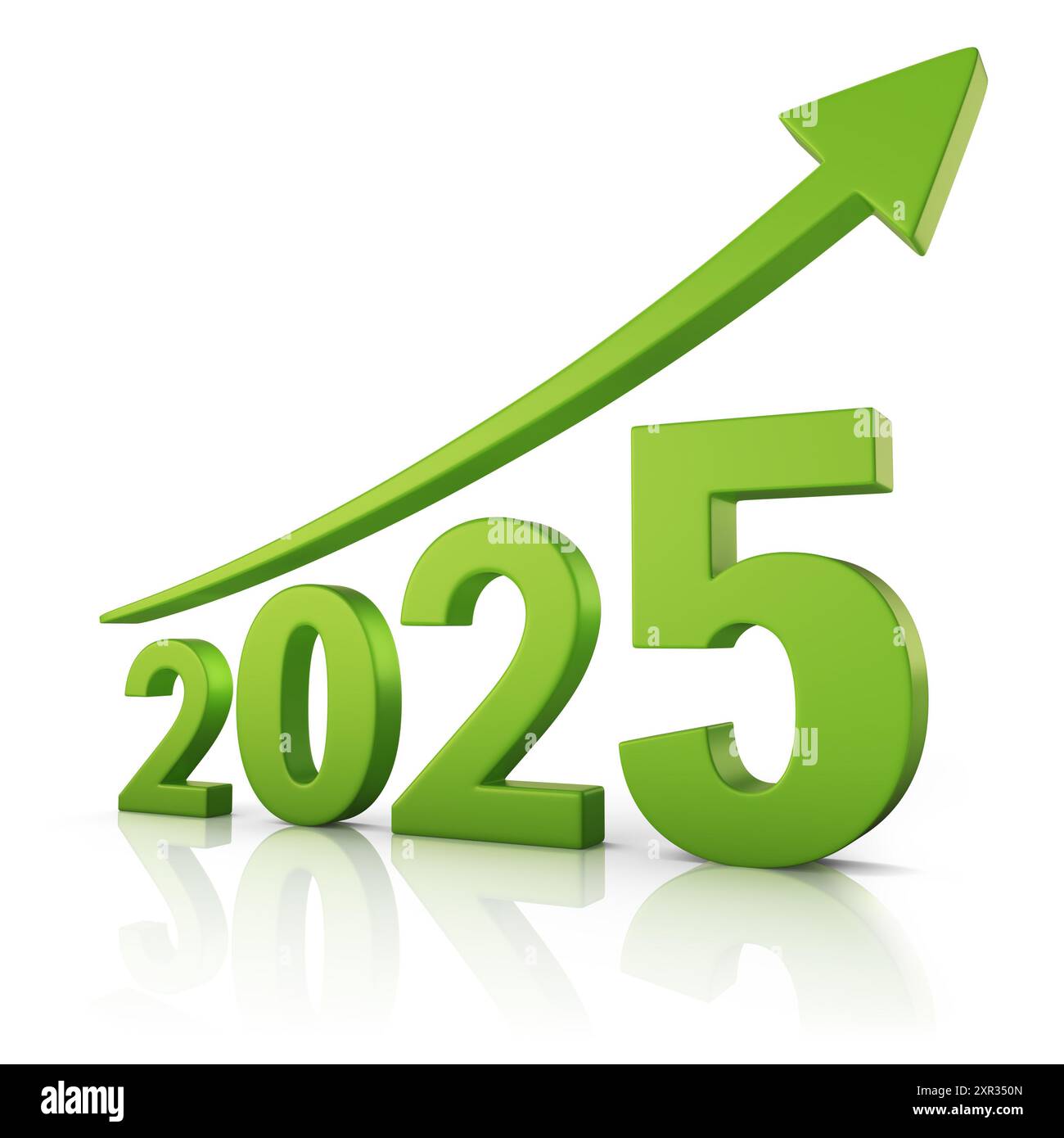 Green upward arrow with "2025" indicating future growth and progress on ...