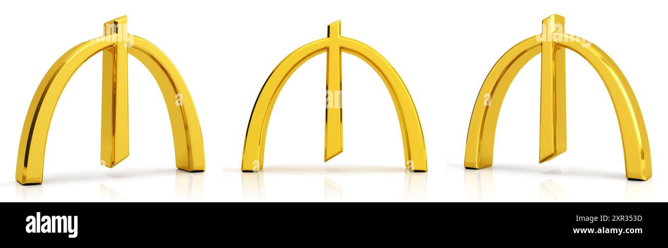 Azerbaijani manat symbols from different angles on a white background ...