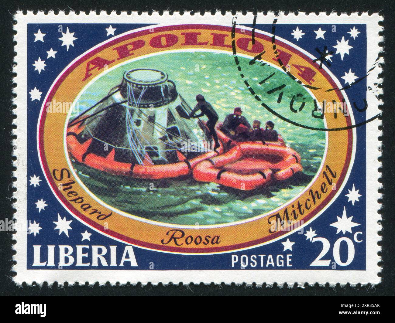 LIBERIA - CIRCA 1971: stamp printed by Liberia, shows Astronaut leaving capsule, circa 1971 ...