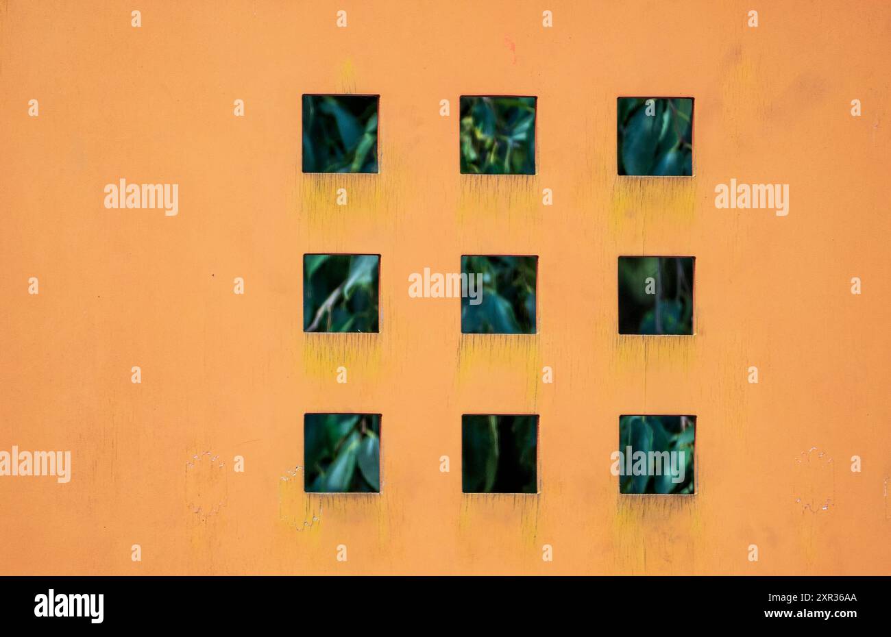 Orange Metal Background: Nine Tiny Square Shapes with Pattern and ...