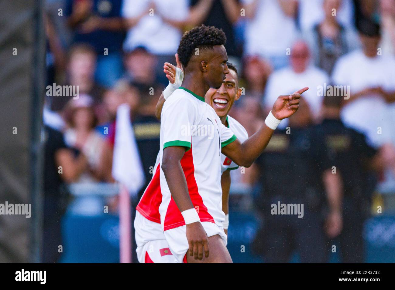 Nantes, France. 08th Aug, 2024. Akram Nakach of Morocco celebrating his ...