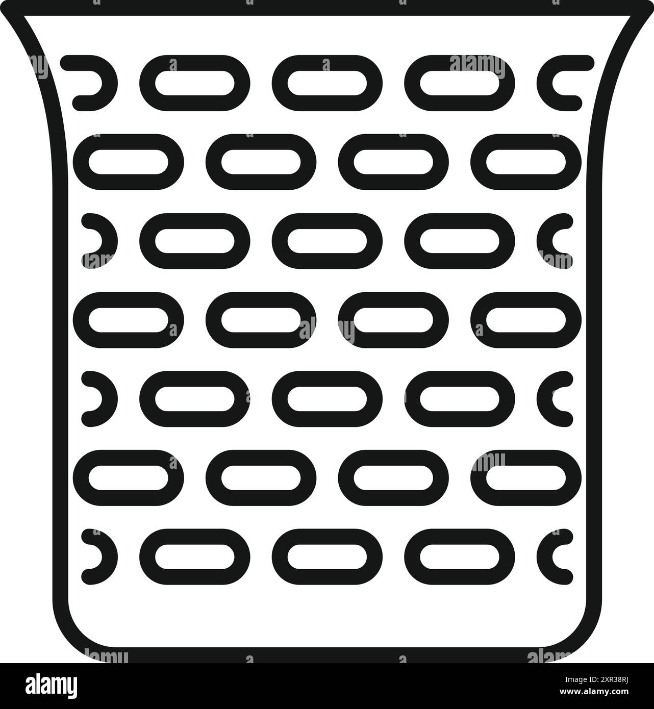 Simple line icon of an office trash bin overflowing with crumpled paper ...