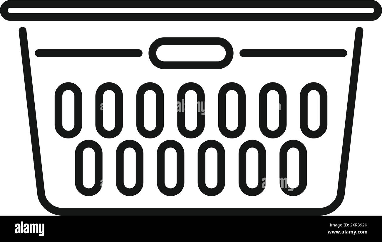 Simple line drawing of a plastic laundry basket with holes, ideal for ...