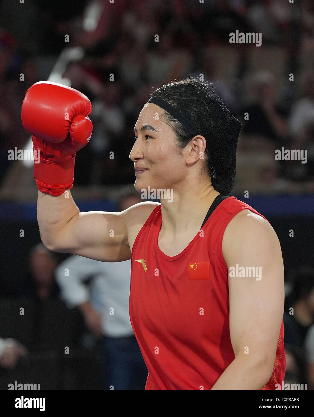 Paris, France. 8th Aug, 2024. Li Qian of China arrives at the ring for ...