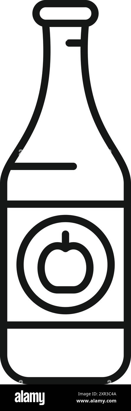 This line art icon of a bottle containing apple cider vinegar is ...