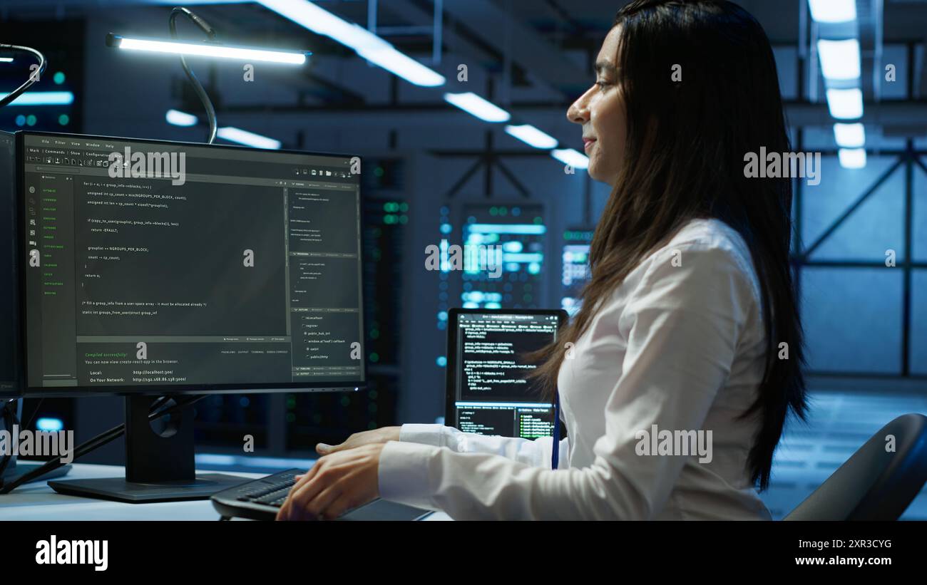 Programmer in data center arriving in office, being tasked with ensuring system can handle ...